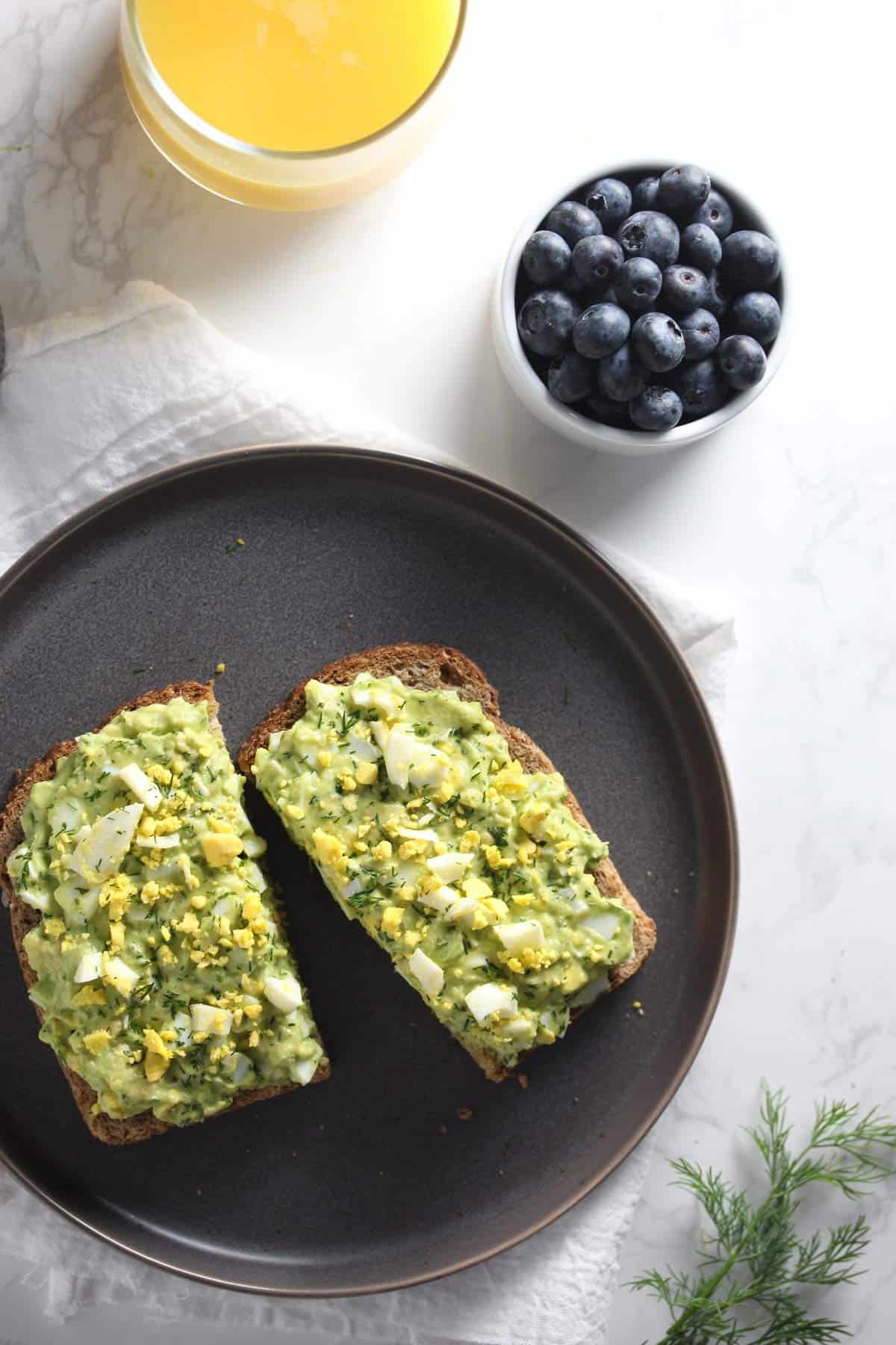Avocado Egg Salad Breakfast Toast - Zested Lemon